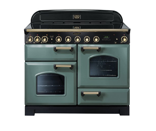 Rangemaster Classic Deluxe 110cm Induction Range Cooker - Green/Brass ...