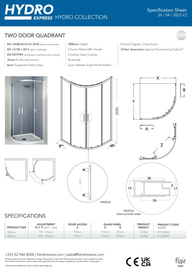 Flair Hydro 2 Door Quadrant – Ganly's