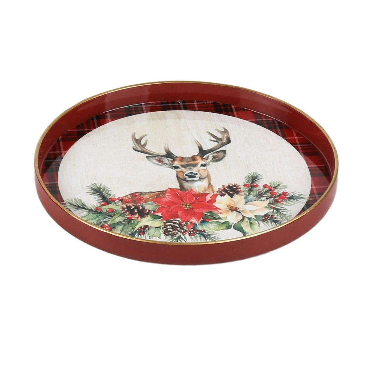 Heaven Sends Round Reindeer Tray 22cm - Festive Christmas Serving Tray ...