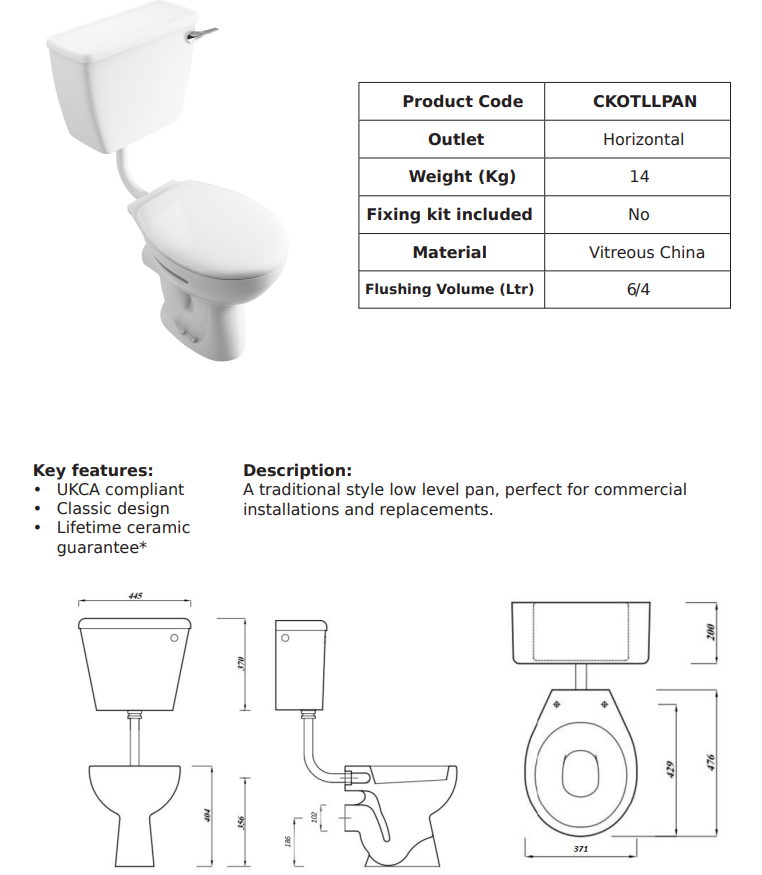 Kota Low Level Pan Only | CKOTLLPAN – Ganly's
