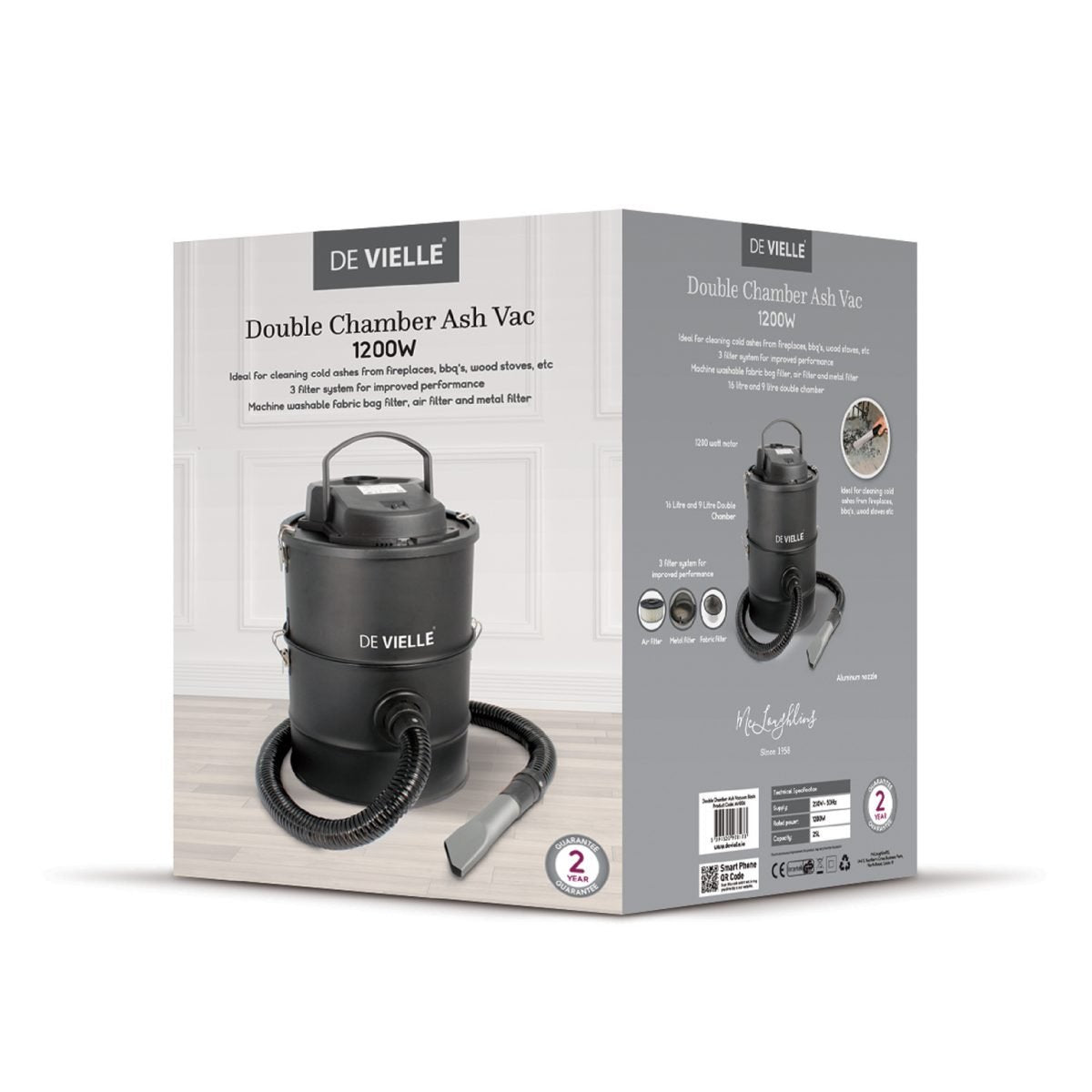De Vielle Double Chamber Ash Vac 1200w │DEFAV006 – Ganly's
