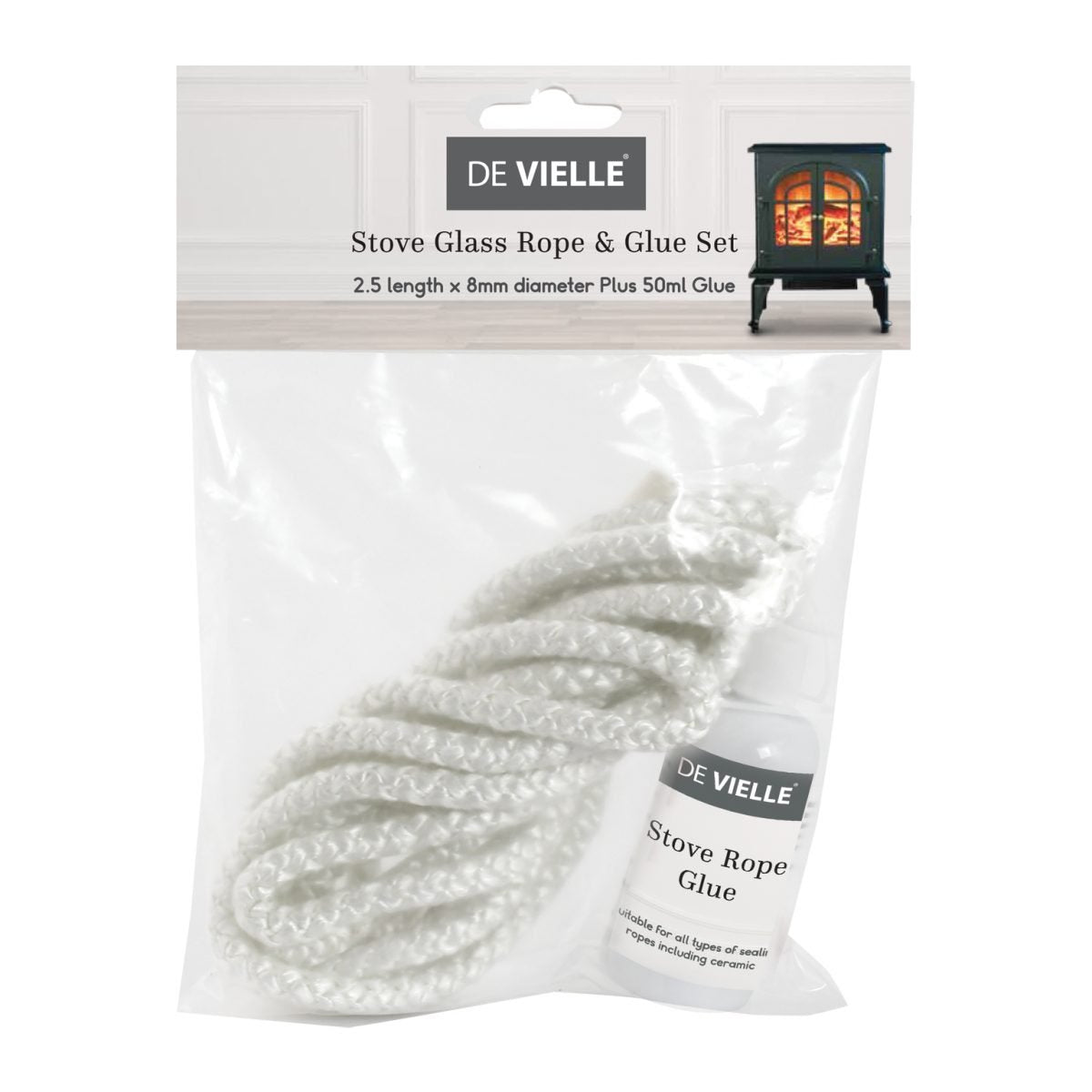 De Vielle 8mm Stove Glass Rope and Glue Set | HOZ028Z – Ganly's